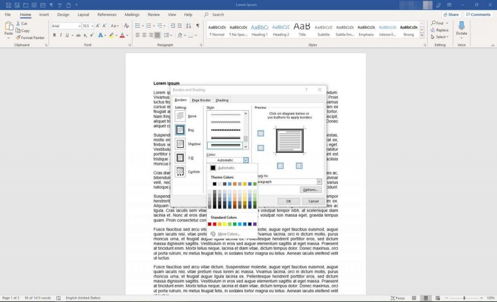Stosowanie obramowania do części dokumentu Microsoft Word – Blog